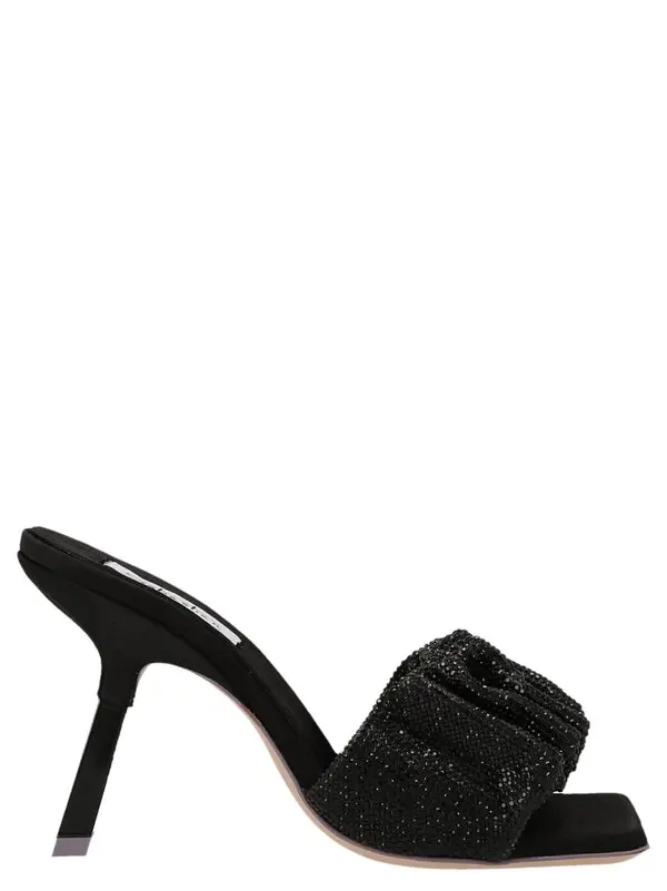 SEBASTIAN MILANO Cher Satin Mules With Sequin Embellishments - Black