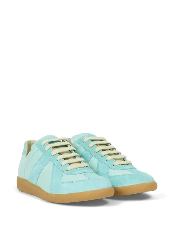 MAISON MARGIELA Replica Leather And Suede Lace-up Sneakers - Blue