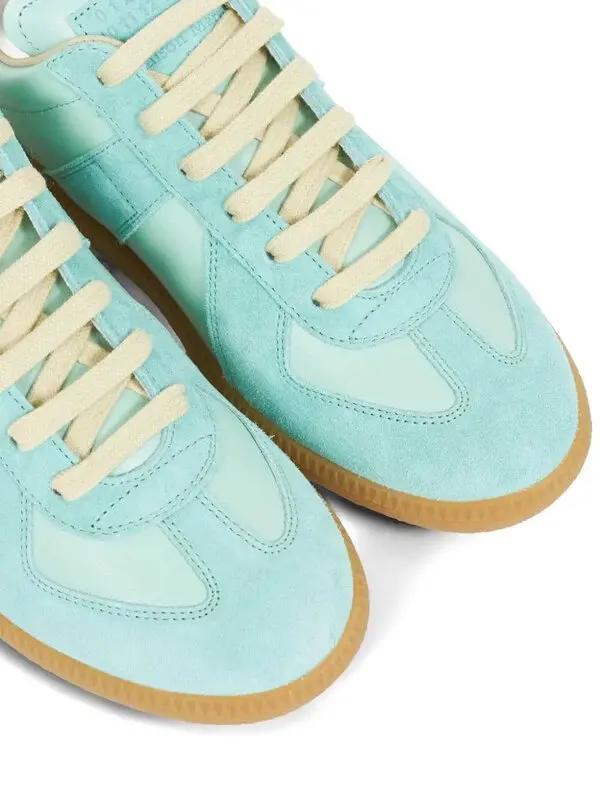 MAISON MARGIELA Replica Leather And Suede Lace-up Sneakers - Blue