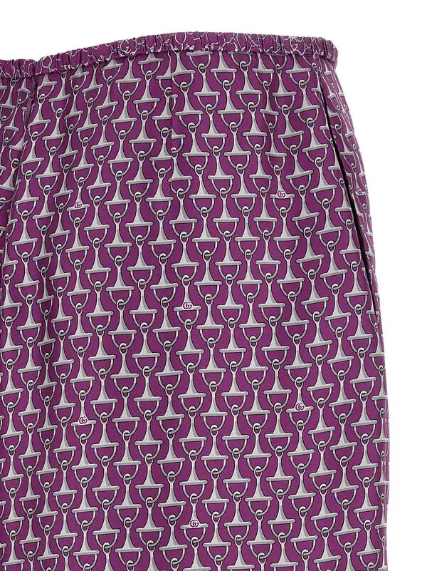 Gucci Morsetto" Print Silk Midi Skirt - Purple