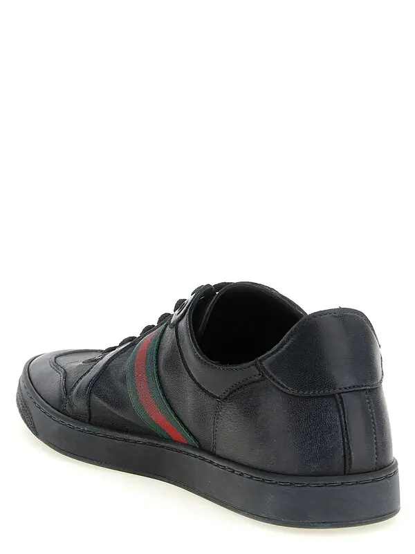 Gucci Incrocio Gg" Distressed Leather Lace-up Sneakers