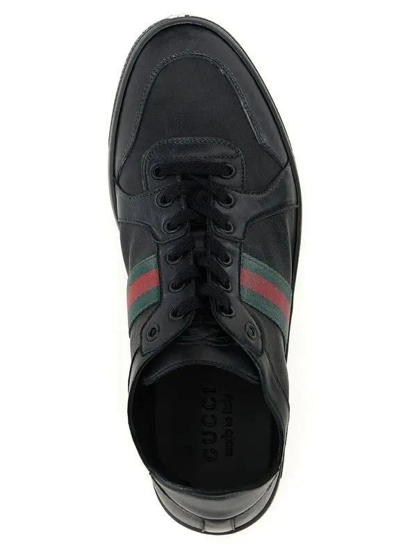Gucci Incrocio Gg" Distressed Leather Lace-up Sneakers