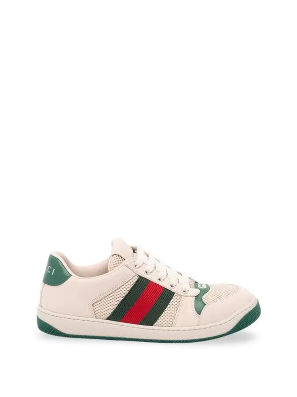Gucci Screener" Two-tone Gg Fabric And Leather Sneakers - Multicolor