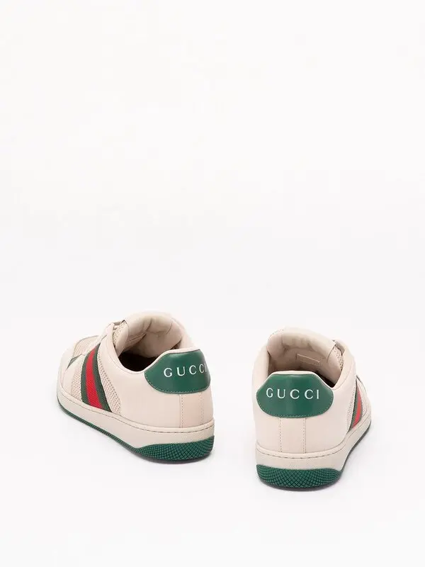 Gucci Screener" Two-tone Gg Fabric And Leather Sneakers - Multicolor