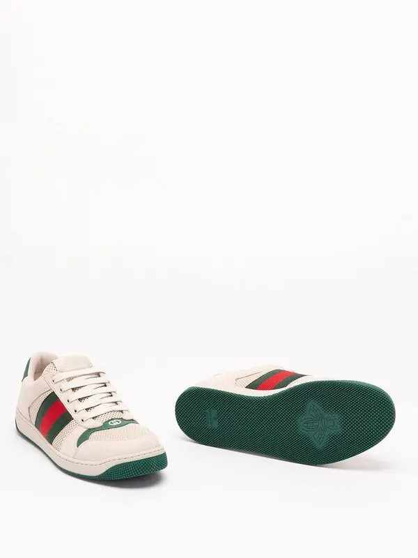 Gucci Screener" Two-tone Gg Fabric And Leather Sneakers - Multicolor