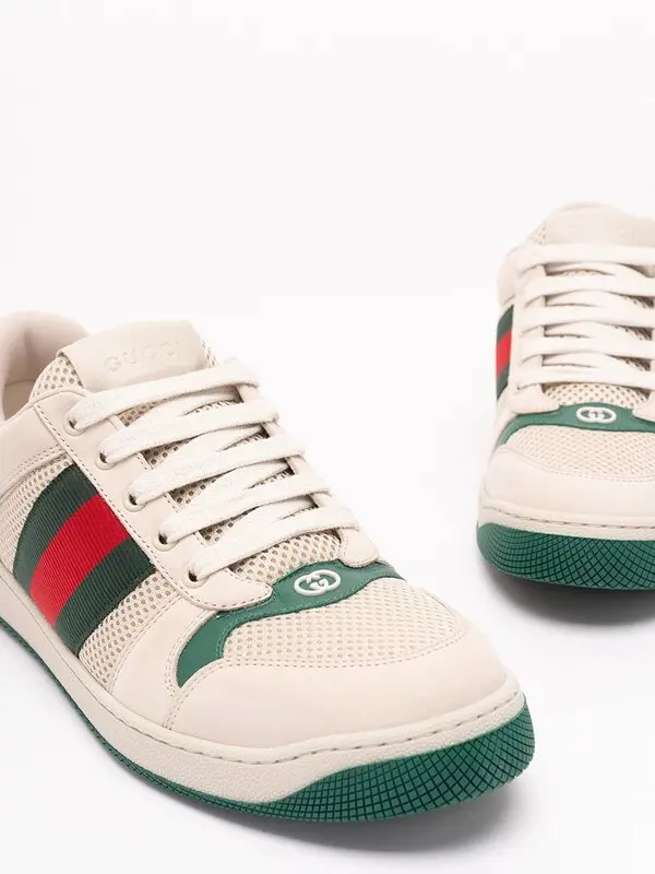 Gucci Screener" Two-tone Gg Fabric And Leather Sneakers - Multicolor