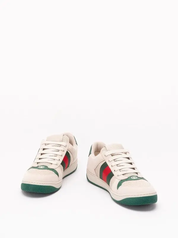 Gucci Screener" Two-tone Gg Fabric And Leather Sneakers - Multicolor