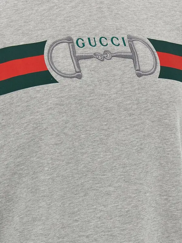 Gucci Web Ribbon And Horsebit Sweatshirt - Gray