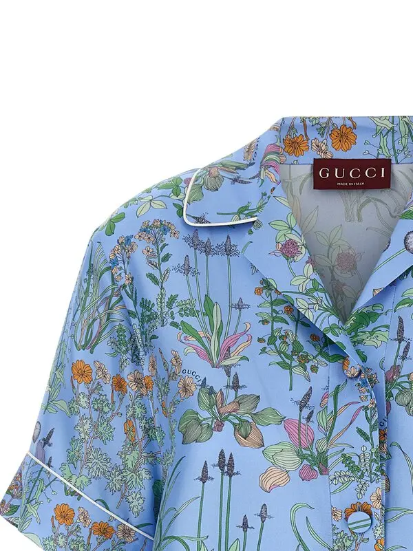 Gucci Floral Print Silk Twill Blouse