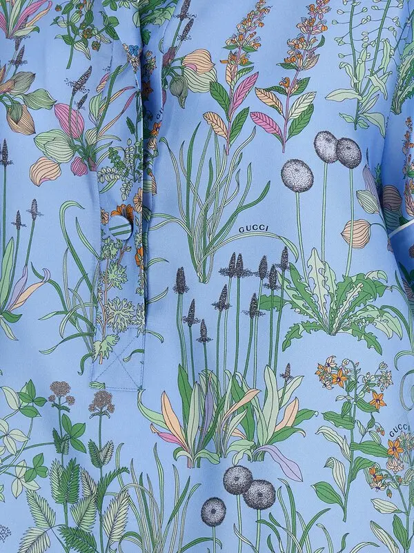 Gucci Floral Print Silk Twill Blouse