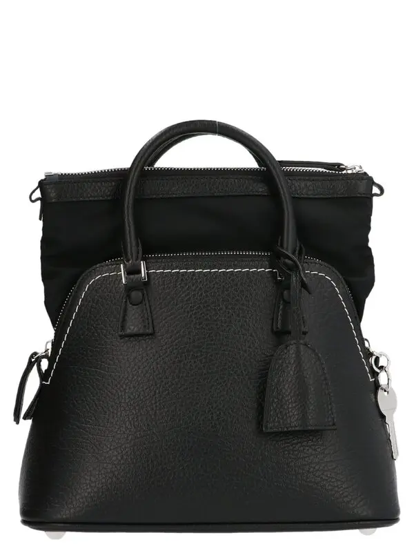 MAISON MARGIELA 5ac Mini Leather And Canvas Handbag - Black