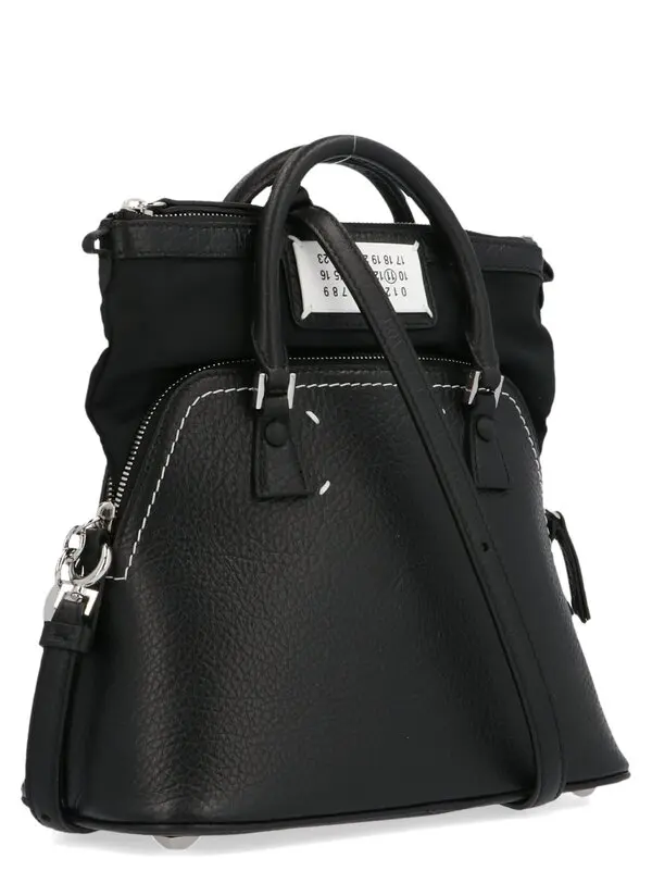 MAISON MARGIELA 5ac Mini Leather And Canvas Handbag - Black