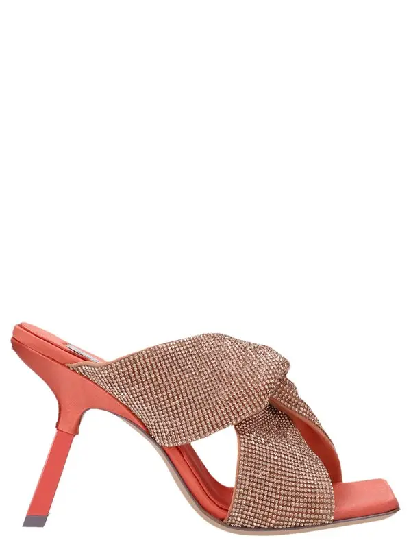 SEBASTIAN MILANO Paris Mules With Embellished Straps And Sculptural Heel - Pink