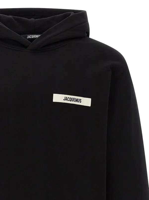 Jacquemus Le Hoodie Gros-grain Cotton Hoodie - Black