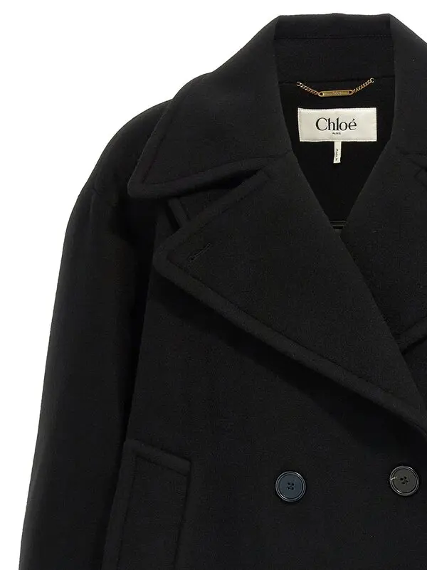 Chloé Double-breasted Wool Coat - Black
