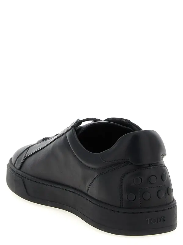 TOD'S Sportivo Calf Leather Sneakers With Embossed Logo - Black