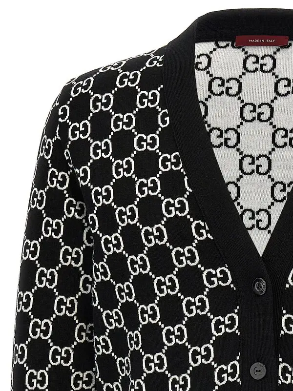 Gucci Gg Reversible Wool Jacquard Cardigan