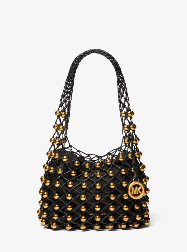 Michael Kors Gwen Small Studded Hobo Shoulder Bag - Black
