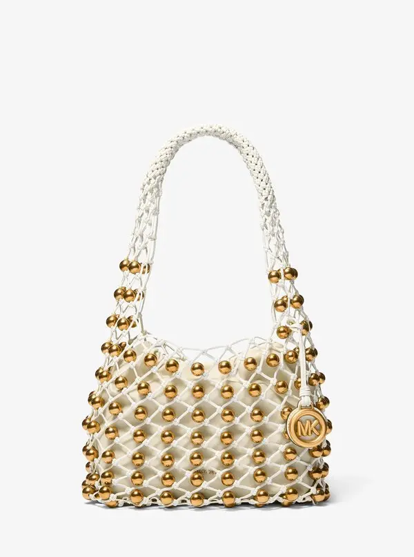 Michael Kors Gwen Small Studded Hobo Shoulder Bag - Natural