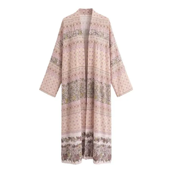 RAFFYA Misty Floral Print Kimono - Pink