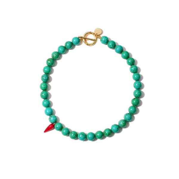 KYBELE STUDIO Oceana Heat Necklace With Turquoise Stone & Glass Chili Pepper - Green