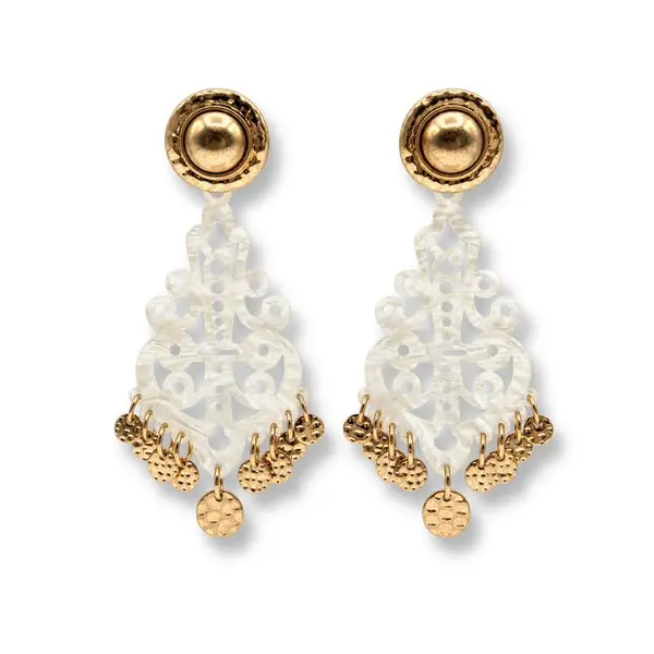 MICHAEL NASH JEWELRY Alice Mother Of Pearl Resin Cut Out Earrings - White