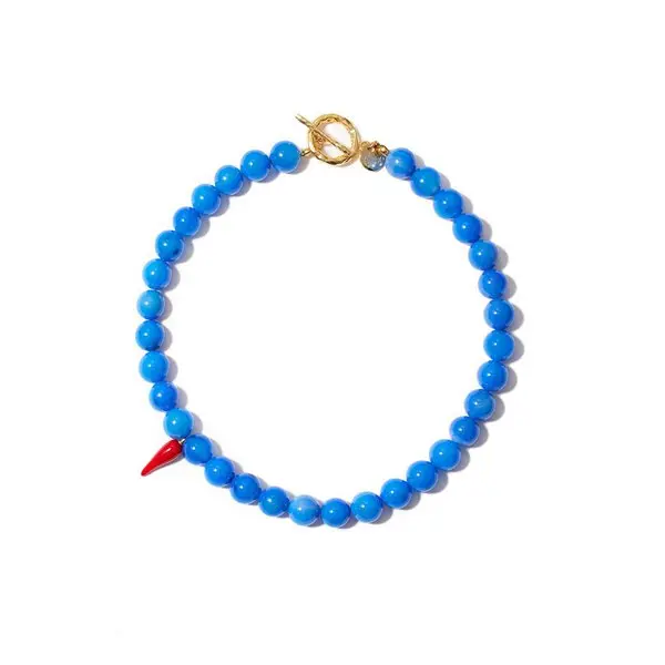 KYBELE STUDIO Blue / Red Marina Heat Necklace With Blue Agate & Glass Chili Pepper - Blue/red