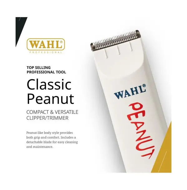 WAHL PROFESSIONAL Classic Peanut Professional Beard Trimmer And Hair Clipper Kit Adjustable Hair Cutting Tool With 4 Guide Combs