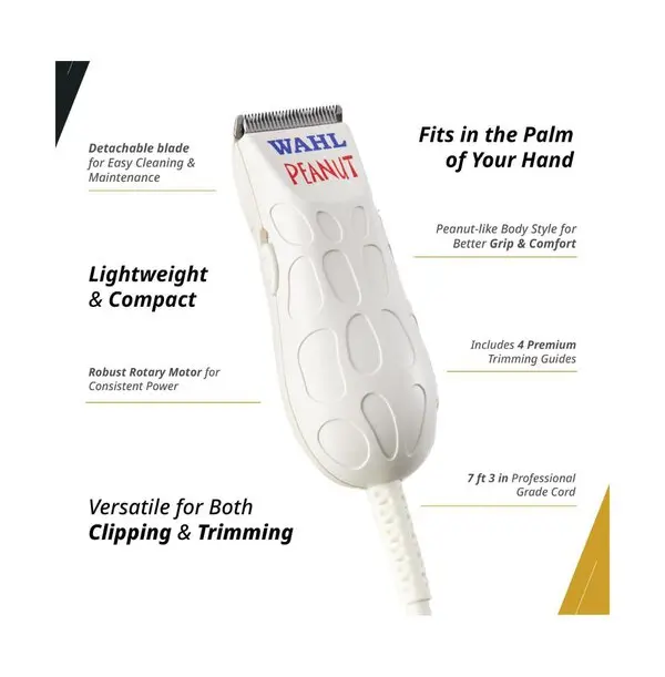 WAHL PROFESSIONAL Peanut Professional Beard Trimmer And Hair Clipper Kit Adjustable Hair Cutting Tool With 4 Guide Combs