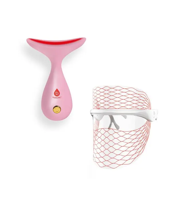 PURSONIC Led Light Therapy Face Mask And Sculpting Wand - Pink