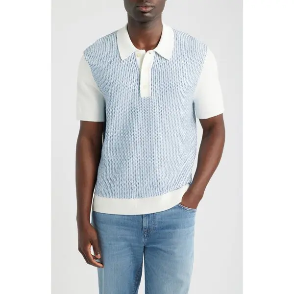 WAX LONDON Turin Stripe Polo Sweater - Ecru