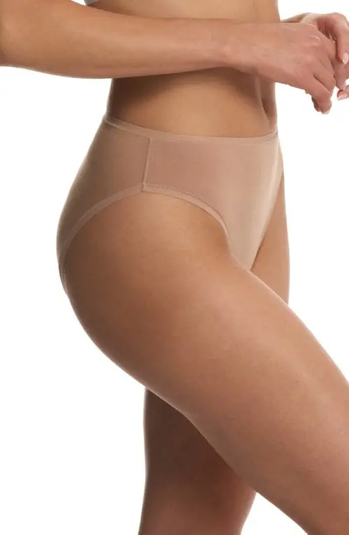 Natori Bliss Bare Cotton High Cut Briefs - Buff