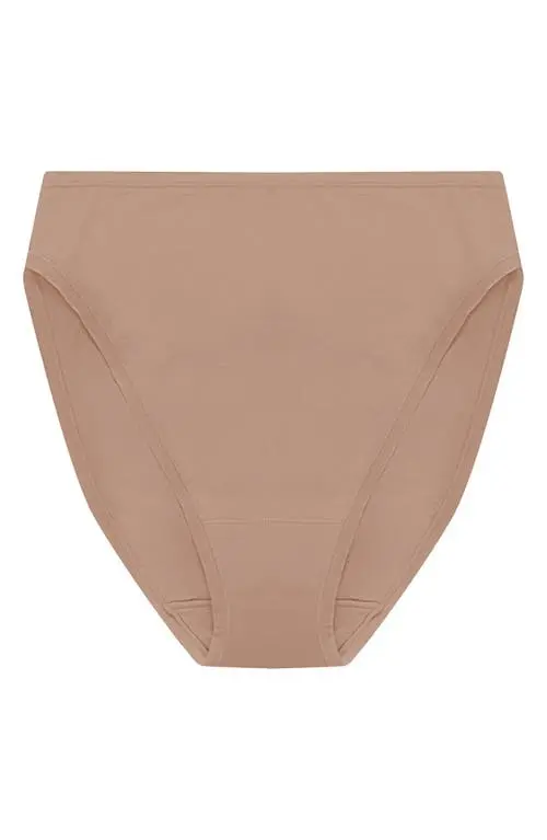 Natori Bliss Bare Cotton High Cut Briefs - Buff