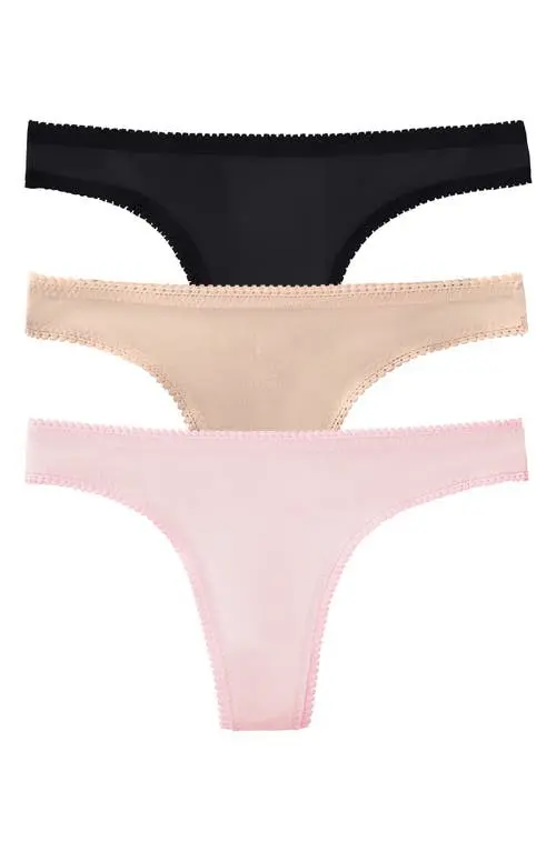 ON GOSSAMER 3-pack Mesh Thongs - Blk/chp/pny