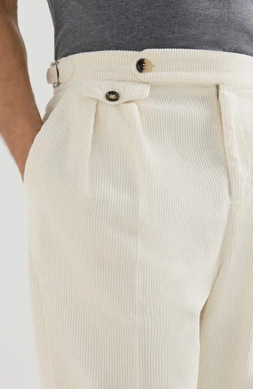 Brunello Cucinelli Garment-dyed Cotton Corduroy Trousers - White