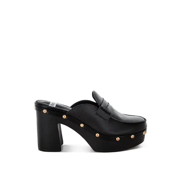 RAG & CO Lyrac Recycled Leather Platform Clogs In By - Black