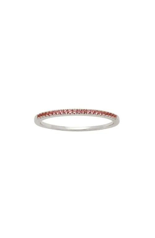 MADE BY MARY Emerald Cubic Zirconia Stackable Ring In Gold Vermeil Or Sterling Silver - Silver October