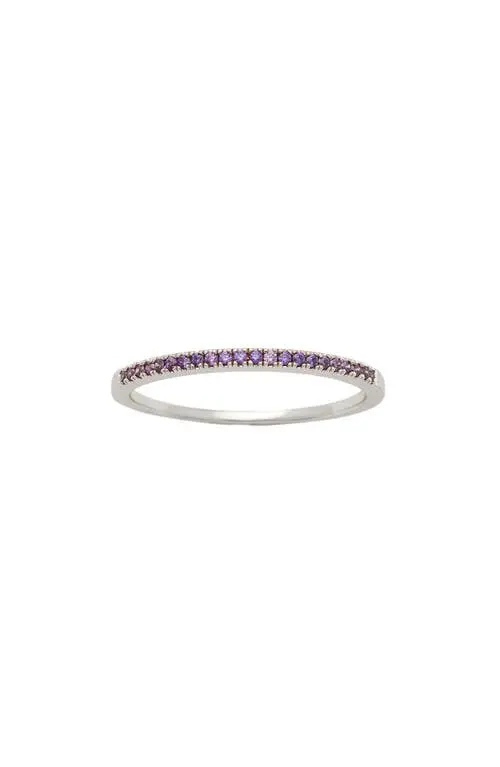MADE BY MARY Prong-set Emerald Cubic Zirconia Gold Vermeil Or Sterling Silver Stacking Band Ring - Silver February
