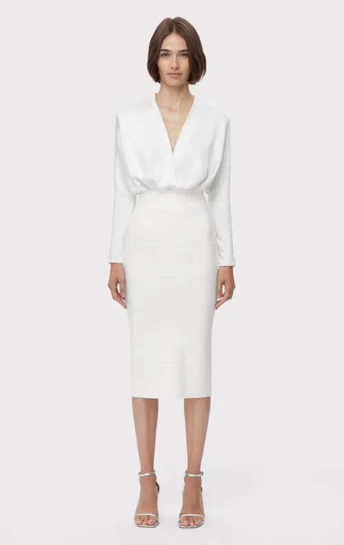 Herve Leger Icon Bandage Pencil Skirt - Alabaster