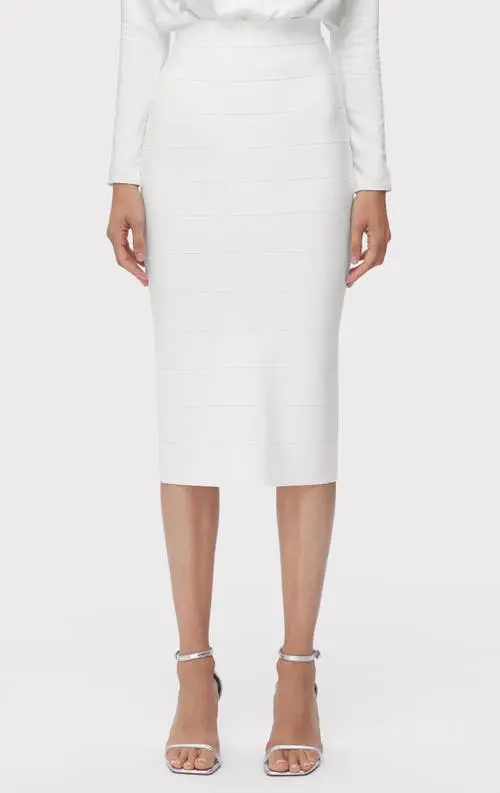 Herve Leger Icon Bandage Pencil Skirt - Alabaster