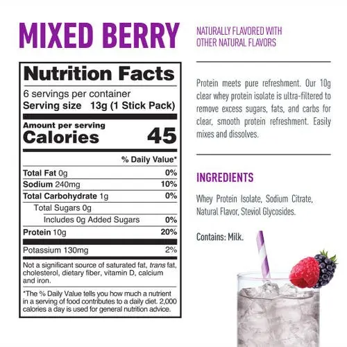 ISOPURE Protein Water Stickpacks Mixed Berry