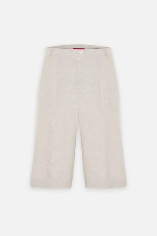 PCFG Daydreamers Linen Look Stitch Detail Shorts - Beige