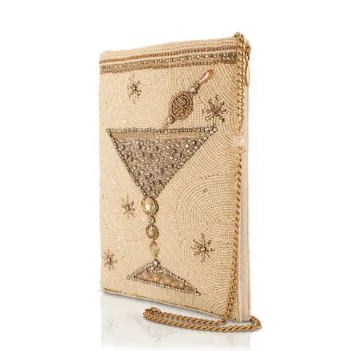 MARY FRANCES ACCESSORIES Beaded Martini Crossbody Handbag