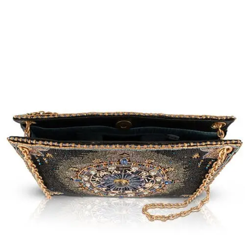 MARY FRANCES ACCESSORIES Hand-beaded Zodiac Wheel Crossbody Handbag