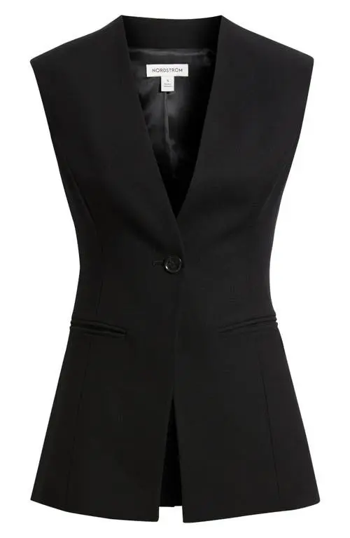 Nordstrom Textured One-button Vest - Black