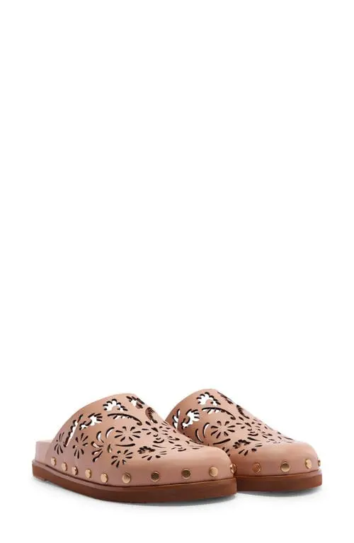 Farm Rio Lace Anatomic Leather Flat Mule - Old Blush