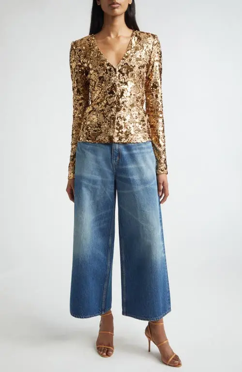 St. John Megan Stretch Sequin Top