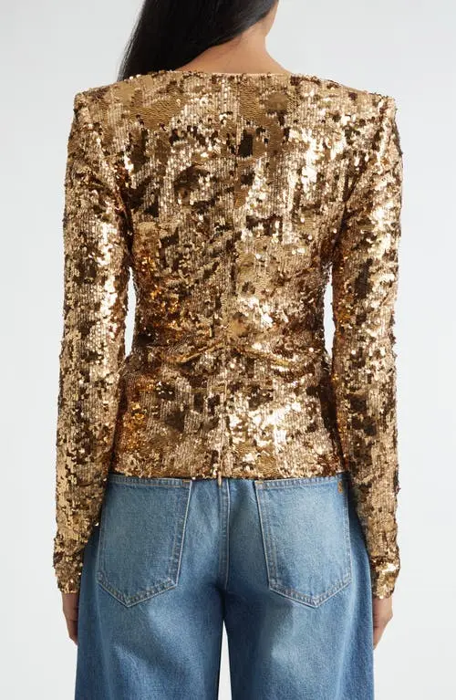 St. John Megan Stretch Sequin Top