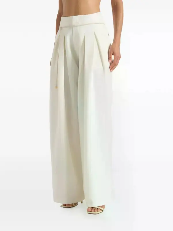Manière De Voir Flora Box-pleat Wide-leg Belted Pants - Neutrals