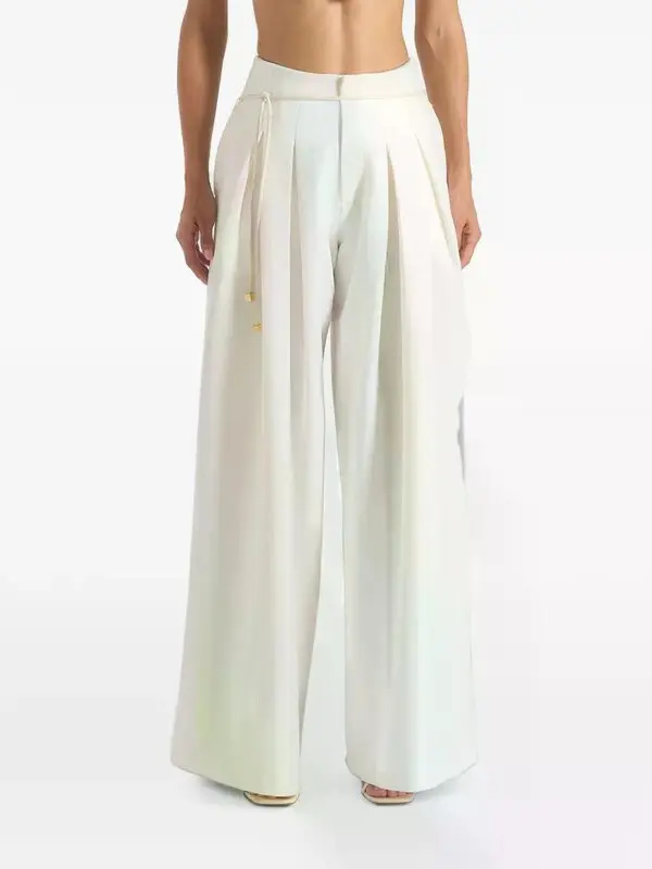 Manière De Voir Maniere De Voir Flora Box-pleat Wide-leg Belted Pants - Neutrals